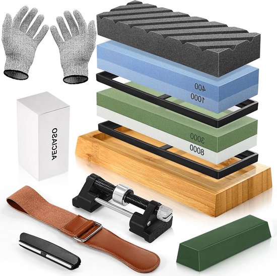 Sharpening Stone Set 400/1000/3000/8000 - Knives Sharpening Stones with ...
