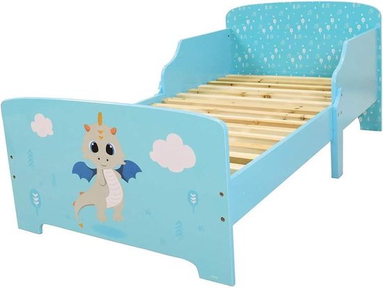 Kinderbed Dragon 140 x 70 cm 1 persoon - stoer en stevig - blauw ...