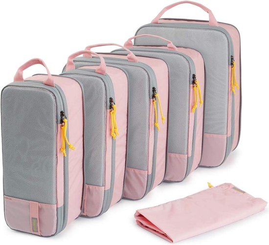 Clothes Bag Set 6 Pieces Compressible Cube Packing Covers with Laundry ...
