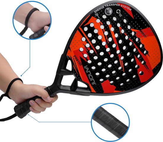 IANONI Padel Racket - EVA Memory Foam - Lichtgewicht - Druppel Vorm | bol