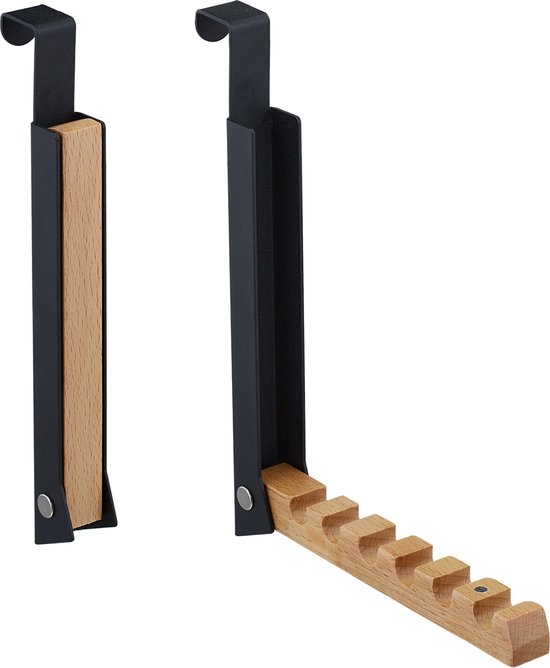 deurhaak set van 2 - inklapbaar - voor 6 kleerhangers - deurdiktes tot ...