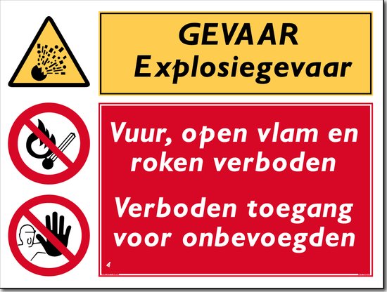 Gevaar explosiegevaar / vuur, open vlam en roken verboden / verboden ...