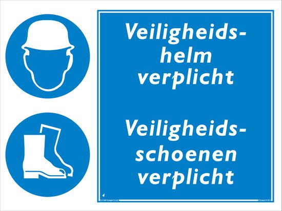 Veiligheidshelm verplicht bord - Bord 300 x 400 mm - (Aluminium) | bol