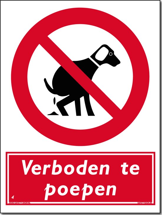 Verboden te poepen voor honden - Bord 30x40 cm - (Aluminium) | bol