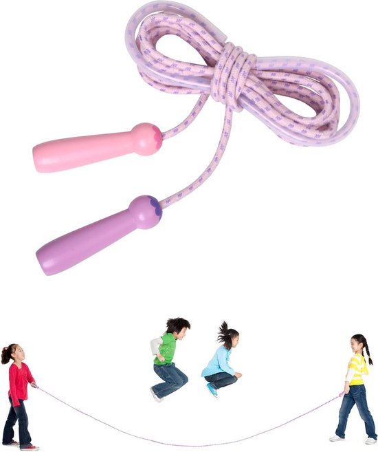 Springtouw verstelbaar voor meerdere spelers - 5 m lang - houten ...