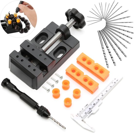 Handboor klein met 25 stuks spiraalboren en mini-schroefstok instelbaar ...