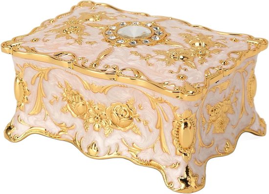 Metal Jewelry Box Small Trinket Storage - Vintage Rectangle Treasure ...