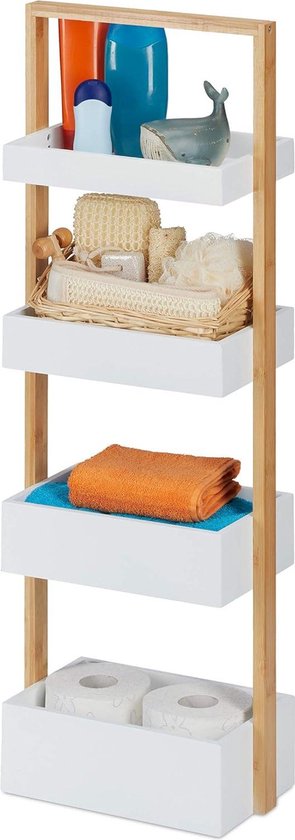 Badkamerrek 4 etages bamboe & MDF opbergrek smal badkamerkastje HBD ...