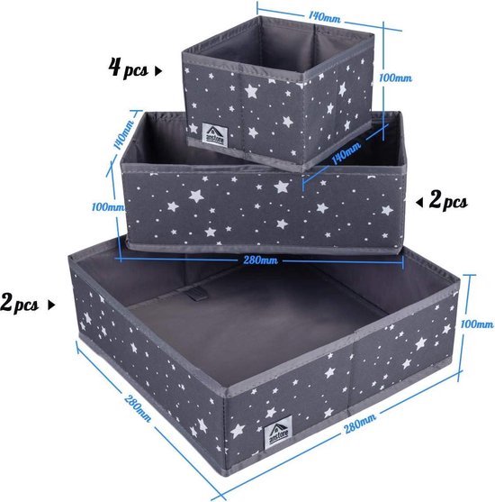Set of 8 Drawer Organizer Foldable Fabric Wardrobe - Star Pattern ...