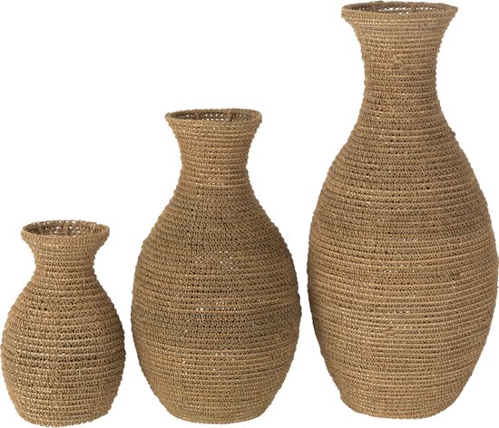 J-line - Vaas Lise Zeegras Natuur Large - 35x35x75cm | bol