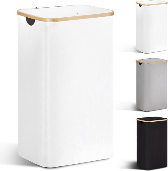 Wasmand met deksel, 85 liter, wasverzamelaar, smal, met waszak, opvouwbare wasmand,... | bol