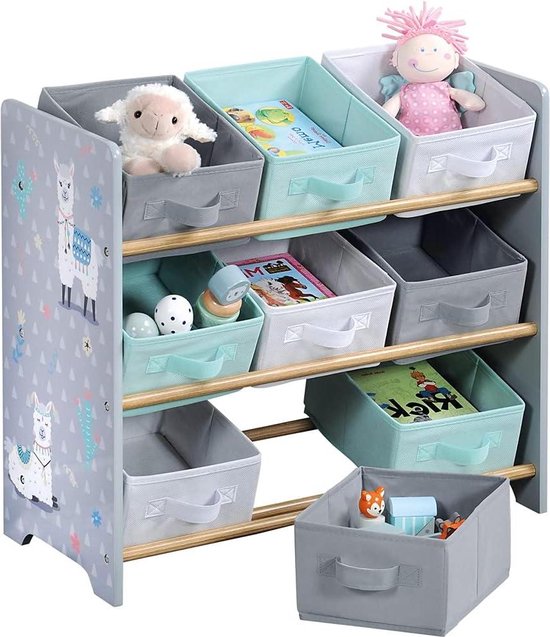 Opbergrek wit mint grijs vezelplaat 65x30x60 cm - 17706 13 ...