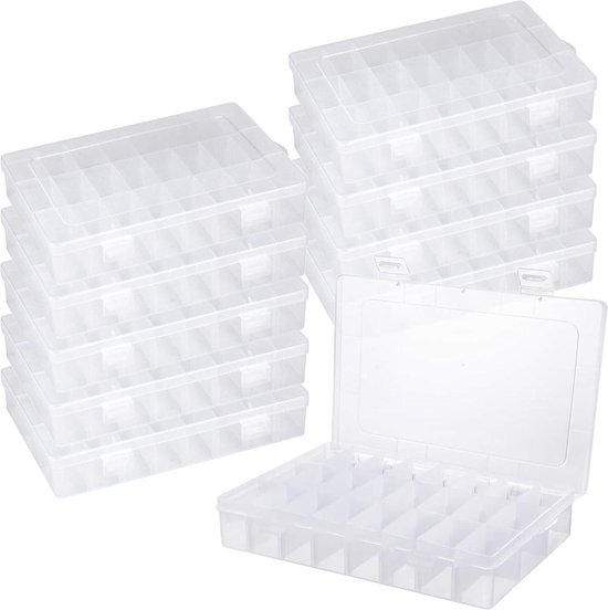 Opbergdoos met 24 vakken - Plastic verstelbare vakken assortimentsdoos ...