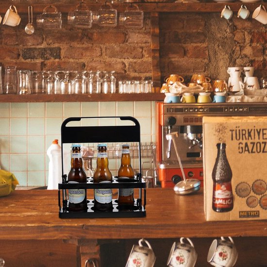 Opvouwbare flessendrager voor 6 flessen - kunststof - zwart - wijn ...