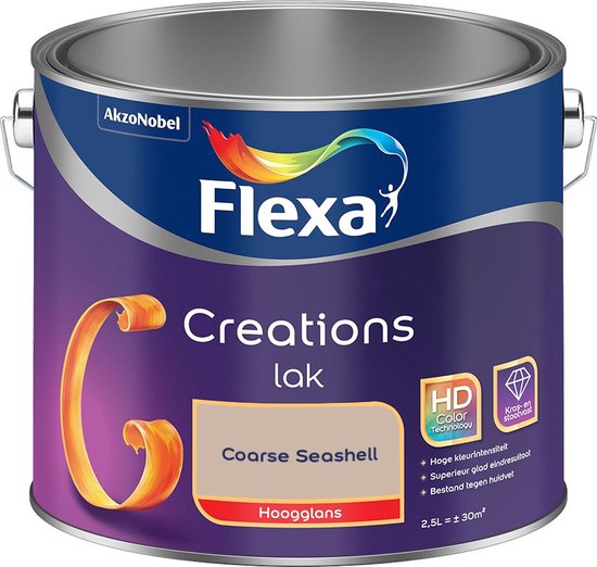 Flexa - Creations Lak Hoogglans - Coarse Seashell - Kleur van het jaar 2025 - Mengverf... | bol