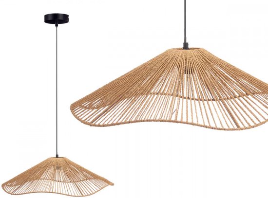 Hanglamp Wave - Rotan - Naturel - 55x55x16cm - GiftDecor | bol