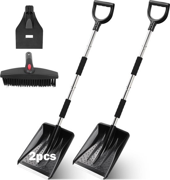 3-in-1 sneeuwschopset, 2 x schep, roterende borstel en schraper, 110 cm ...