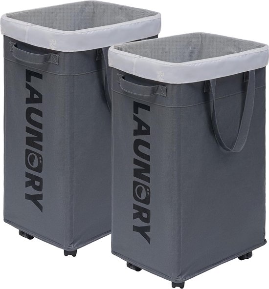 Wasmanden met wielen 75 liter x 2 wasmanden wasmanden opbergmand ...