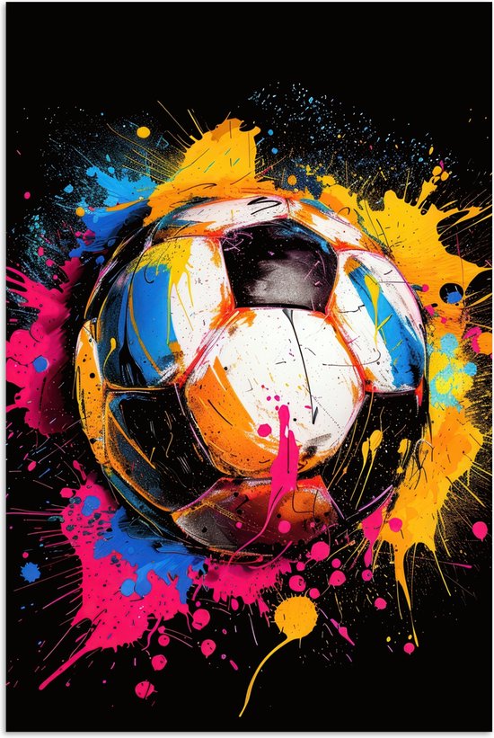 Poster 40x60 cm - Graffiti - Sport - Voetbal - Verf - Bal - Posters - Wanddecoratie... | bol