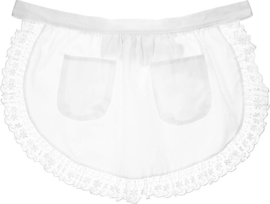 Lace Half Apron - White met pockets - Kitchen and Party Supplies | bol