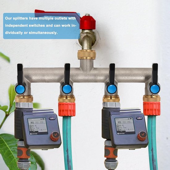 Waterverdeler met verlengde handgreep - messing - 3/4 inch - individuele afsluitkranen... | bol