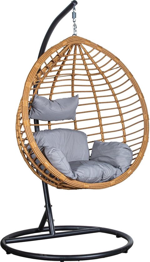 Hangstoel cocoon kunstrotan zwart 117 x 106 x 198 cm metaleffect ...