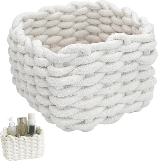 Geweven opbergmanden - Witte mand - Kleine rieten manden voor thuis ...