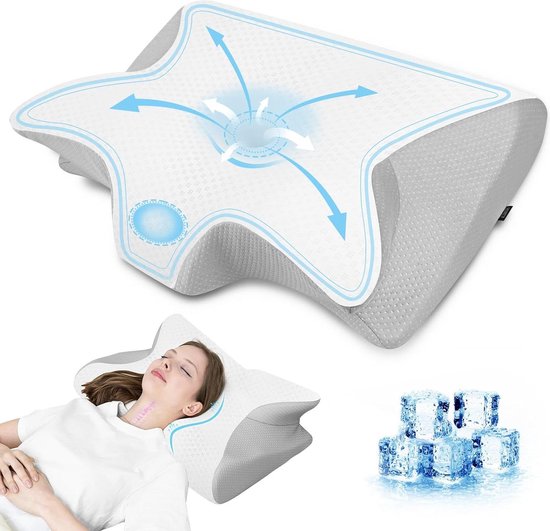 Orthopedisch traagschuim neksteunkussen met 3D-koeling - Ergonomisch slaapkussen voor... | bol