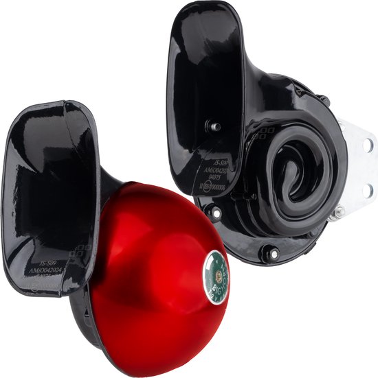 AMiO Premium Hoorn Harde Toeter/Claxon voor Auto 125mm 12v Rood-Zwart ...