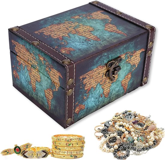 Kleine houten decoratieve kist - Piraten thema - Keepsake Box voor ...