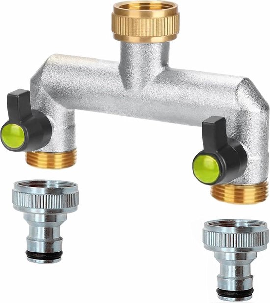 2-weg dispenser kraan met dubbele uitgang - waterverdeler - 2-weg waterdispenser - 3/4... | bol
