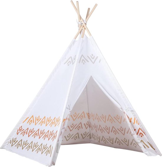 Originele houten tipi voor kinderen - Nature Cosy oranje met zachte ...