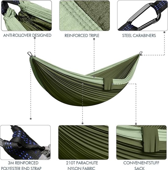 Hangmat outdoor camping hangmatten 2 personen 300 x 200 cm ultralicht ...