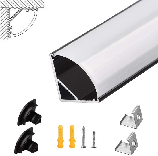 Zwart aluminium V-vorm LED-profiel 6 x 1 m - 45 graden hoek - led-rail ...
