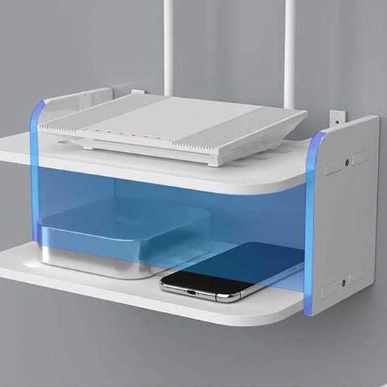 Ruim en duurzaam wandrouterrek zonder ponsen - Opbergdoos voor wifi ...