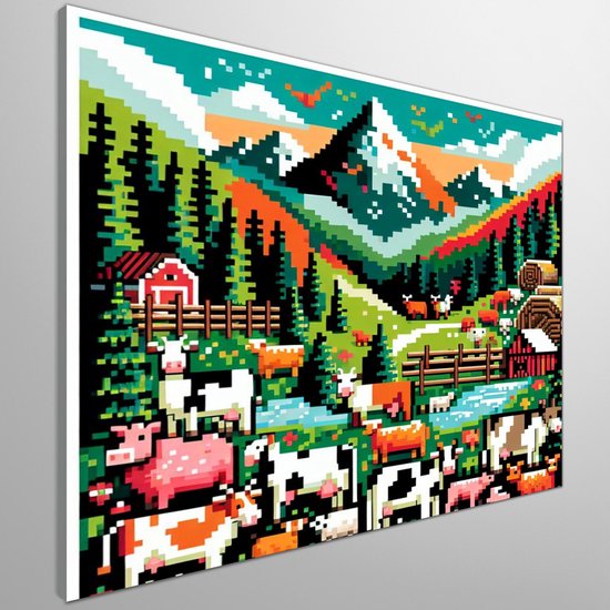 Pixel art vee schilderij | Pixelsprong: Een mozaïek van kleurrijke ...