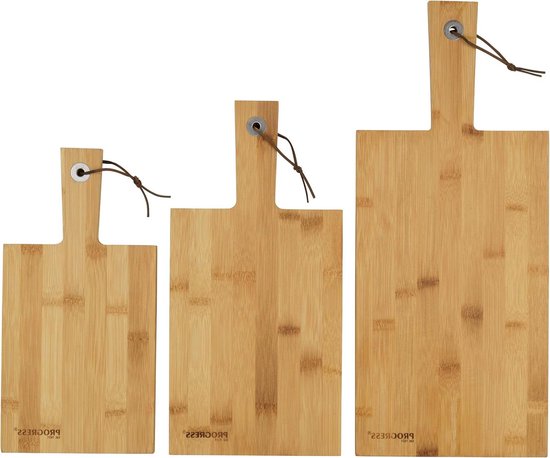 Borrelplank - Rectangular Bamboo Serving Cutting Boards 3 Piece Set with Handles 30 35... | bol