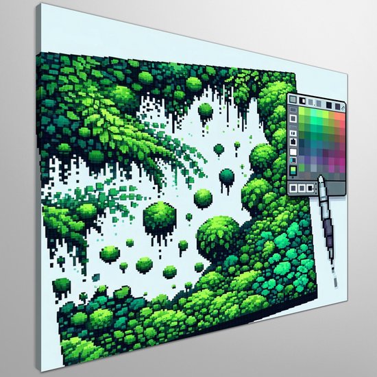 Pixel art mos schilderij | Mystiek mozaïek van mos, ontworpen in pixel ...