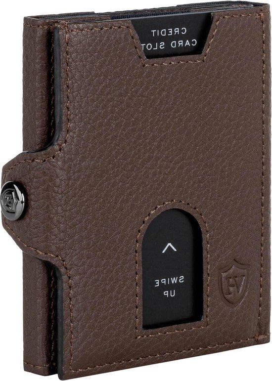 Slim Wallet RFID-bescherming - tot 12 kaarten - muntvak - donkerbruin ...