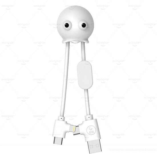 Xoopar - Jelly mini funny Kabel Wit - Alles-in-1 Kabel - Multi kabel ...