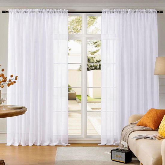 Sheer Gordijnen Wit 84 Inch lang Raambehandelingen - Gekke Voile Extra ...