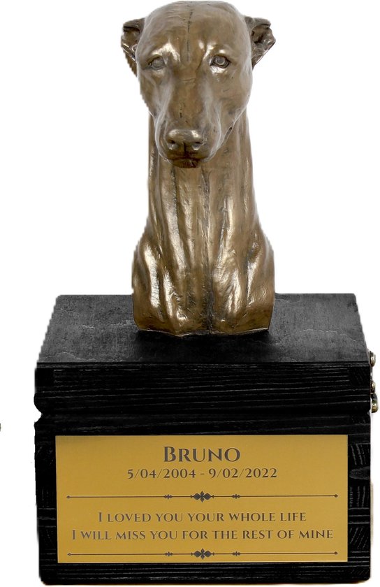 Whippet urn hond met gravure en hondensculptuur, handgemaakt kunstwerk ...