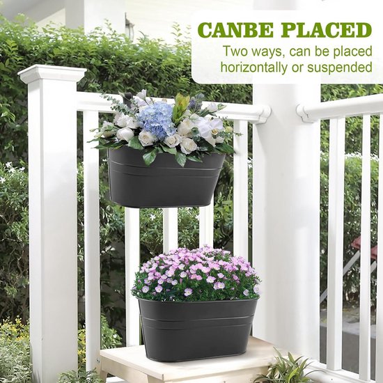 Metalen hangende bloemplantenpotten - set van 2 - plantenbak emmer ...