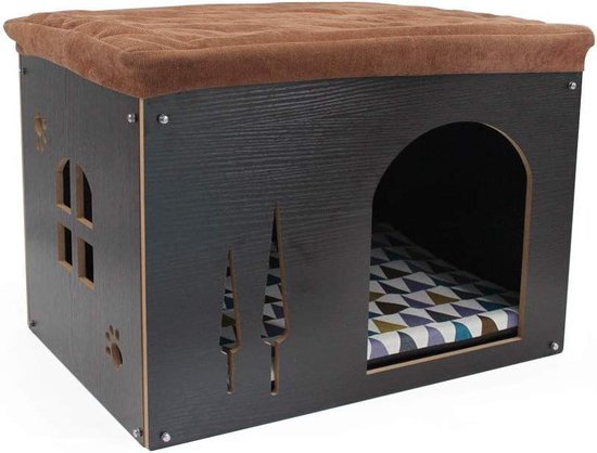 Kattenhuisje met voetenbank stijl - opvouwbaar huisdierhuis voor kleine ...