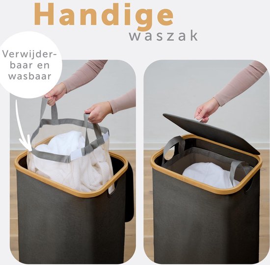 Wasmand 100L - Uitneembare waszak - Smalle wasmand - Flesverzamelaar ...