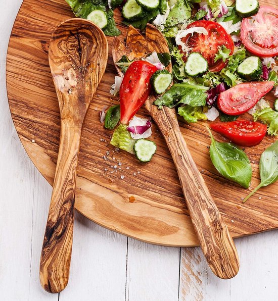 Handgemaakte Olijfhouten Opscheplepels voor Salade - Set van 2 - 29 ...