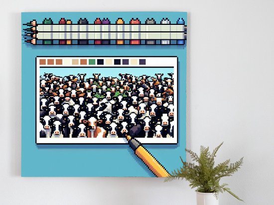 Pixel art vee schilderij | Digitale koeienweide: een meesterwerk van ...
