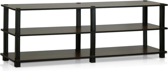 TV-rek met 3 niveaus, hout, donkerbruin/zwart, 29,46 x 119,89 x 39,12 ...