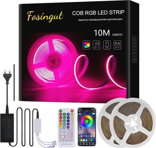10M RGB COB LED Strip - Dimbare Lichtstrips met Muzieksynchronisatie en ...
