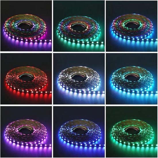 10M adresseerbare RGB LED-strip met 600 LEDs, Dynamische Kleureffecten ...